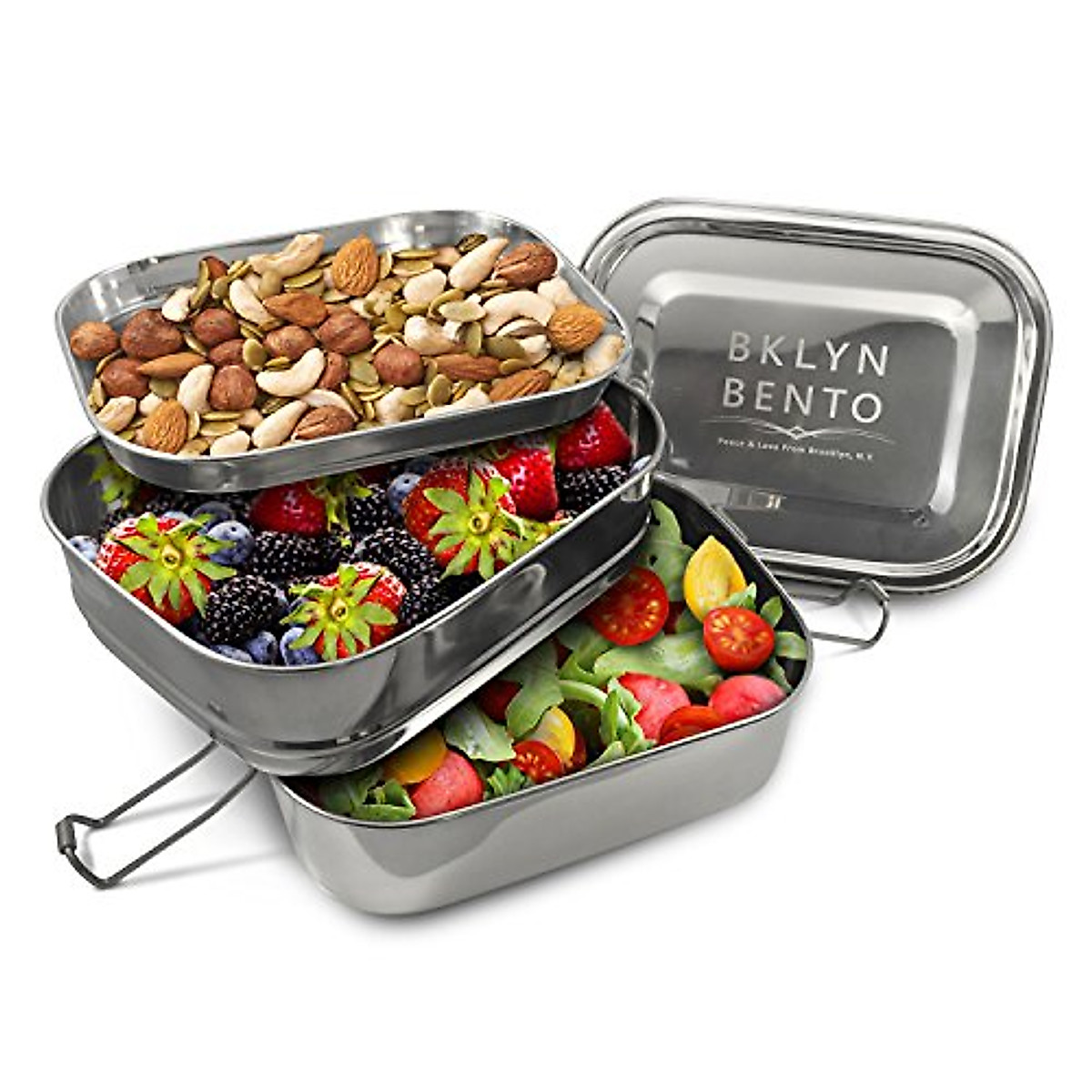 Stainless Steel Bento Box Lunch Box, A Large Metal 3 Compartment Tiffin Food Container Lunchbox For Boys Girls & Adults, Eco Friendly Meal Prep Food Container Storage For School or Work