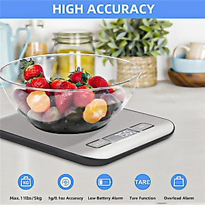 Kitchen Scale 10kg/1g Precision Electronic Food Scale for Cooking and Baking Measuring Tools Stainless Steel Balance LCD Display