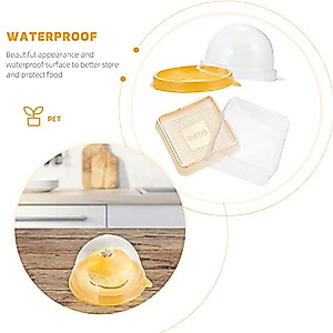 GANAZONO 100pcs Mini Moon Cake Boxes Clear Plastic Square Round Cupcake Boxes Dome Cake Container Bakery Carrier for Muffins Dessert Golden