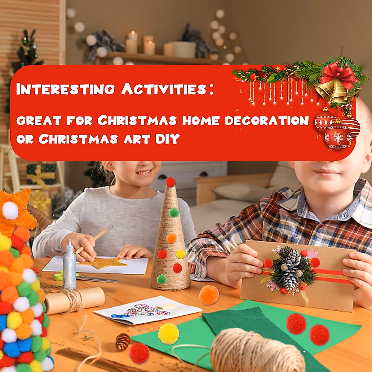 MORFEN 150 Pieces Pom Poms, 1 Inch Red Craft Pom Poms, Fuzzy Pompom Puff Balls, Small Pom Pom Balls for DIY Arts, Crafts Projects, Family Decorations