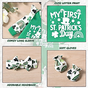 Newborn Baby Girl First 1st St. Saint Patrick's Day Outfits Shamrock Clover Romper Jumpsuit Clothes Set Nb