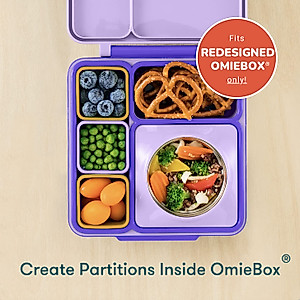 Omie OmieBox (2 pack) Leakproof Dips Containers To Go, Salad Dressing Container, Condiment Container with Lids - Food Safe Silicone - 4 ounces (Purple/Orange)