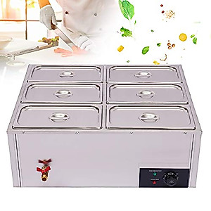 110V 850W 6 Pan Commercial Grade Food Warmer, 6inch Deep Stainless Steel Buffet Food Warmer Steam Table with Temperature Control for Catering and Restaurants