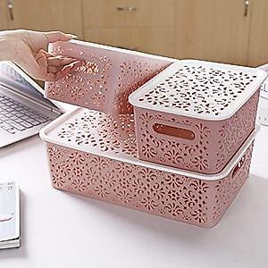 Cabilock Box Storage Basket Pantry Clothes Organizer for Closet Small Storage Bins Underwear Storage Organizer Hollow Storage Drawers for Clothes Stackable Basket Pink Clothing Container