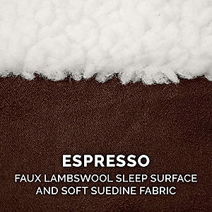 Furhaven 26" Round Orthopedic Dog Bed Sherpa & Suede Snuggery w/ Removable Washable Cover - Espresso, 26-inch