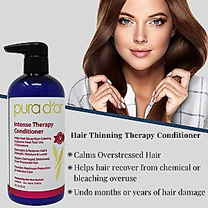 PURA D'OR Intense Therapy Conditioner (16oz) Repairs Damaged, Distressed, Over-Processed Hair, Infused with Select Natural Ingredients, Sulfate Free, All Hair Types, Men & Women