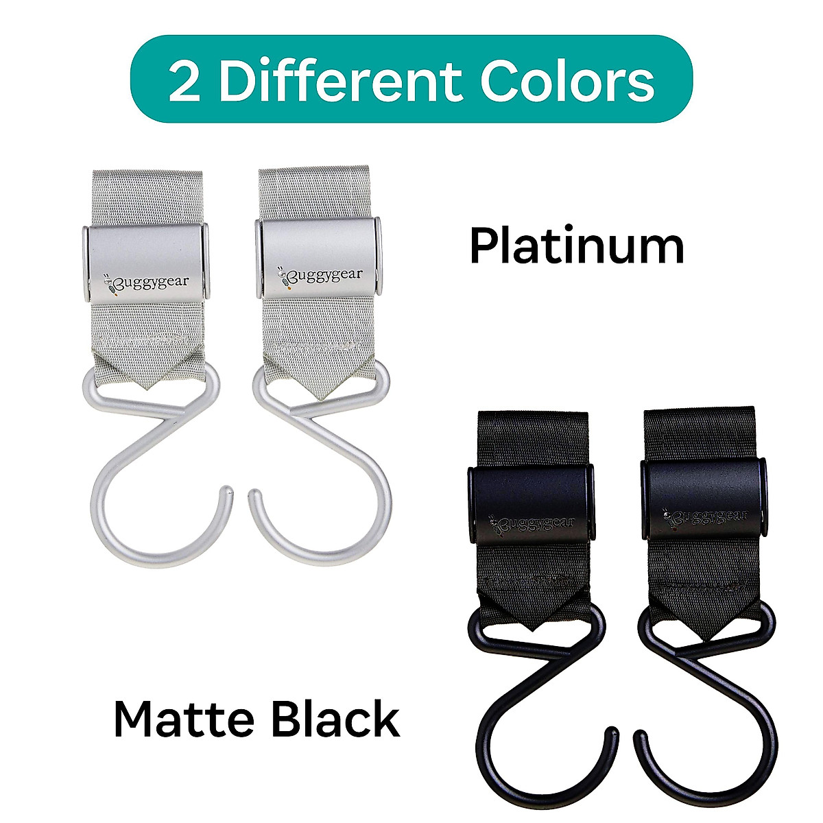 Buggygear Stroller Hooks - On The Go Stroller Hooks for Bags - Hang Bags Stroller Hooks
