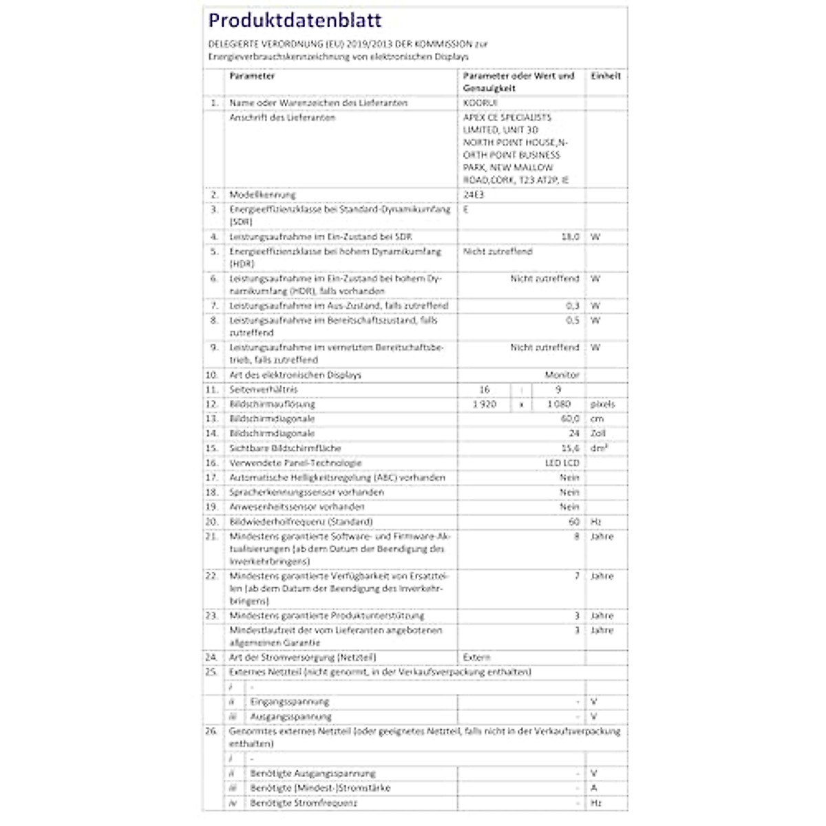 KOORUI 24 Inch Gaming Monitor, 165Hz IPS 1080p 1ms Adaptive Sync, Frameless, HDMI, DisplayPort, Tilt Adjustable, Eye Care, VESA Wall Mount， Black