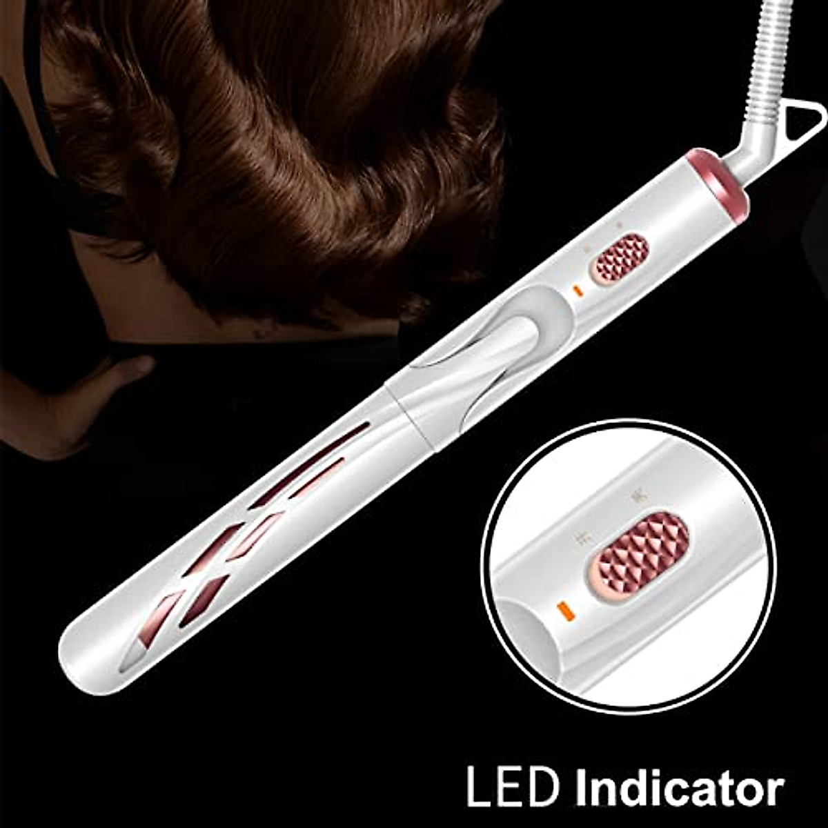 ABHI 2 in 1 Ionic Hairstyling Flat Irons & Hair Curler with Dual-Layer 200°C Constant Temperature Travel Straightening Styler 28mm/22mm Straight and Curl Hair Iron Straightener - White