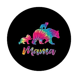 Mama Bear Shirt Tie Dye for Women Shirt Mama Bear with 2 cub PopSockets PopGrip: Swappable Grip for Phones & Tablets