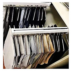 Pull-out Clothes Hanger Rod Adjustable 30-80cm Wardrobe Hanger Rod, Household Trousers Rod Aluminum Alloy Clothes Rail Slide Rail, Load-bearing 25 Kg (Size : 450mm/17.7inch)