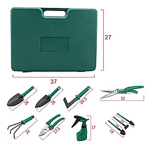 KENNEDICH Garden Tools Set，Stainless Steel Garden Planting Tools Kit with Green Carrying Case, Ideal Gardening Gift (10 PCS )