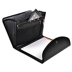 Exacompta - Ref 55834E - Exactive - Conference Folder - 25.5 x 33cm in Size, Suitable for A4 Documents, 13 Customisable Tabs, Writing Pad Supplied - Black