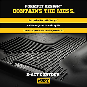 Husky Liners X-act Contour Floor Mats | Fits 2019 - 2022 Ford Ranger SuperCrew/SuperCab | Front Row, 2-pc Black - 54701