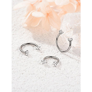 PiercingJ 2-6pcs 16G Clear Cubic Zirconia Stainless Steel Horseshoe Hoop Multi-functional Captive Ring for Nose Daith Lip Eyebrow Nipple Ear Cartilage Helix Septum
