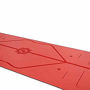 LIFORME Love Travel Yoga Mat- Free Yoga Bag, Patented Alignment System, Warrior-Like Grip, Non-Slip, Eco-Friendly, Ultra-Lightweight, Sweat Resistant, Long, Wide and Thick (Red)