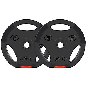 Signature Fitness Vinyl Standard 1-Inch Plate Weight Plate for Strength Training and Weightlifting, 10-Pound, Pair