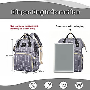 Armbq Stripe Prints Diaper Bag Backpack Multi-Function Waterproof Diaper Bag for Mom Essentials Baby Travel Diaper Backpack