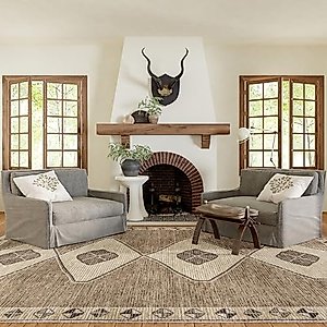 Rugs USA x Lauren Liess Fennel Diamond Machine Washable Area Rug, 4x6, Light Brown
