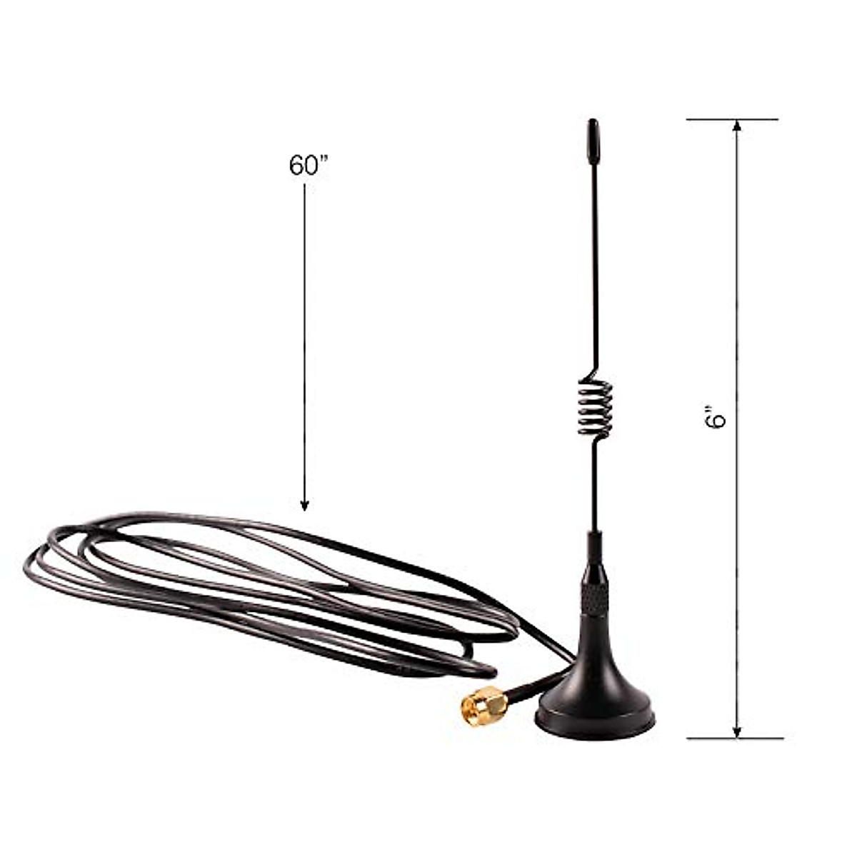 Electrodepot 433 MHz Unity Gain Omni, 6 Inches Antenna with Magnetic Base and Male SMA Connector Antenna Kit – Impedance 50 Ohms Garage Gate Door Opener Antenna