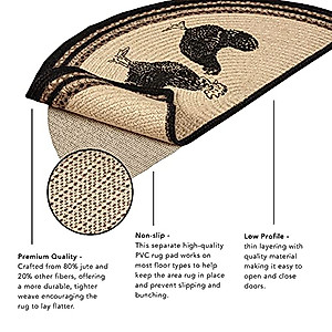 VHC Brands Wyatt Stenciled Bear Jute Rug Half Circle w/Pad 16.5x33