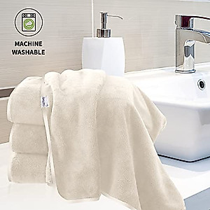 Cosy Family Microfiber 4 Pack Bath Towel Set, Lightweight and Quick Drying, Ultra Soft Highly Absorbent Towels for Bathroom, Gym, Hotel, Beach and Spa (Cream)