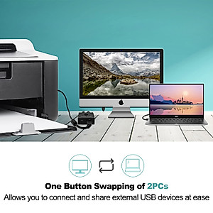 USB 3.0 Switch Selector,Dacimora 2 in 1 Out USB Switcher for 2 Computers Share 1 USB Devices Such as Printer Scanner Mouse Keyboard Card Reader,with One Button Switch and 2 Pack USB 3.0 Cable