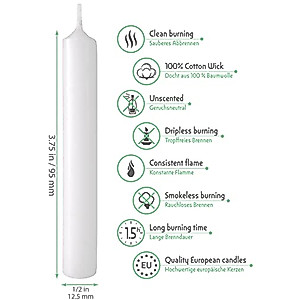 Eika Premium Christmas Tree Candles - Set of 20 Traditional Christmas Wax Candles for Pyramids, Carousels & Chimes - Made in Europe - Solid Colored - White