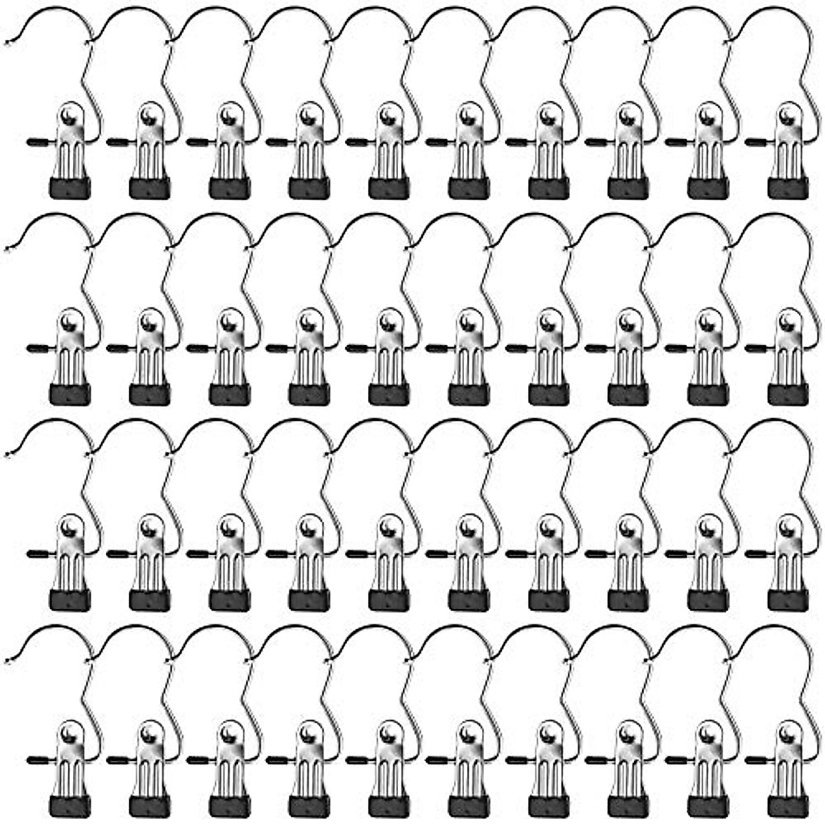 Tosnail 40 Pieces Boot Hanger Clips, Stainless Steel Laundry Hooks, Closet Hanging Clips, Space Saving for Jeans, Hats, Tall Boots, Towels - Black