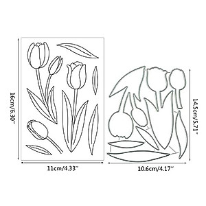 Tulip Silicone Clear Stamp and Die Sets for Card Making, DIY Embossing Photo Album Decorative Craft