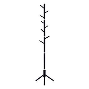 YEVONNIE Solid Rubber Wood Coat Rack, Free Standing Coat Rack, Tree-Shaped Coat Rack with 8 Hooks, 3 Height Options, for Clothes, Hats, Bags, for Living Room, Bedroom, Home Office