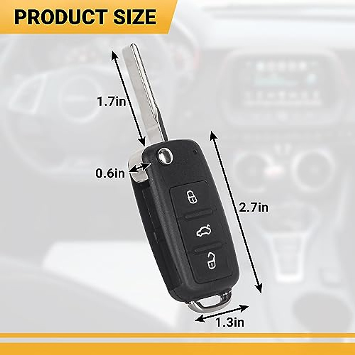Montgopest Key Fob Keyless Entry Remote Compatible with VW Volkswagen 2011-2016 CC Eos Golf GTI Jetta Tiguan Touareg/2012-2016 Beetle Passat Passat CC NBG010180T 4 Buttons Flip Key- Pack of 2