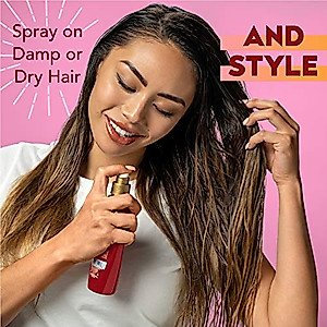 OGX Frizz-Free + Keratin Smoothing Oil Miracle Gloss Spray, 5 in 1, De-frizz & Shiny Hair, Argan Oil