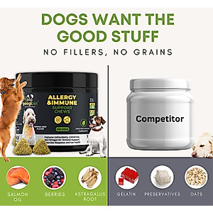 Googipet Dog Allergy Relief Chews - Immune Support Chews for Dog Itch Relief, Salmon Fish Oil for Dogs, Probiotics for Dogs Itchy Skin & Colostrum, Skin Hot Spot Treatment for Dogs & Allergy Relief