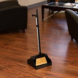 Genuine Joe Lobby Dust Pan Combo Kit, Black