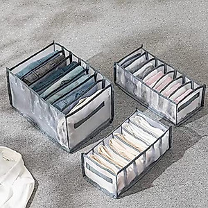 DacDark Wardrobe Clothes Organizer 2 Pcs, 7 Grids Leggings Compartment Storage Box Closet, Folding Drawer For Clothing Mesh Separation, Transparent Divider For Stacking Pants Organizer