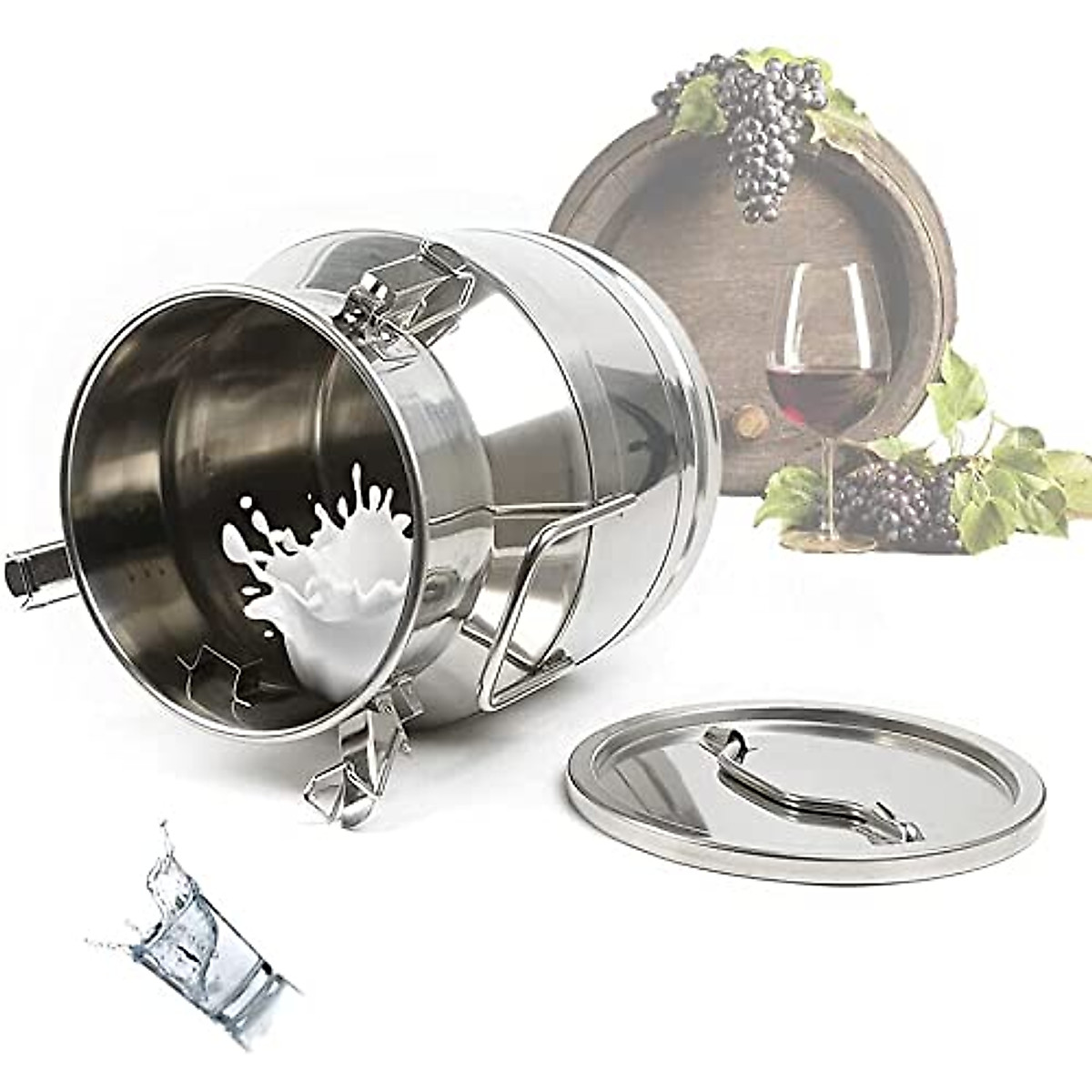 3.16Gallon Stainless Steel Milk Can Ice Bucket Wine Bucket,Water Jug Liquid Storage Pail,Commercial Fermentation Barrel,Canisters for Kitchen