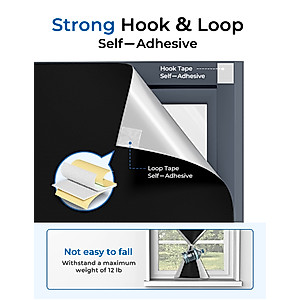 Sumobaby 50"x57" Portable Blackout Curtains, Blinds for Windows with Hook & Loop Tapes, 100% Blackout Window Shades, Curtains Easy to Cut Fit for Bedroom, Baby Room and TV Room (Black)