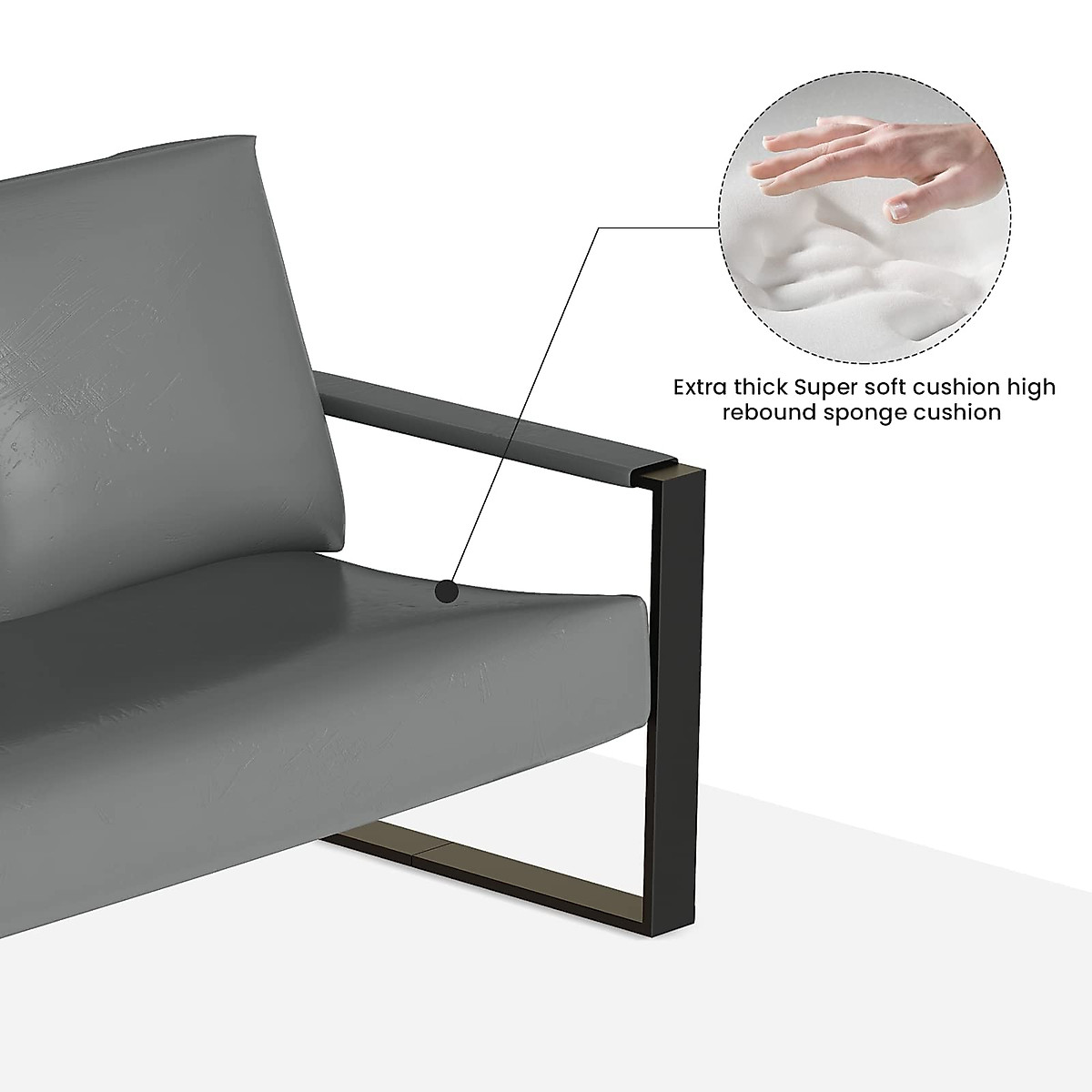 DKLGG Mid-Century Loveseats Sofa Couch, Faux Solid Leather Loveseat Sofa, Upholstered Faux Leather Couch 2-Seat Metal Armchair, Lounge Accent Chair for Living Room, Small Space, Studio, Apartment