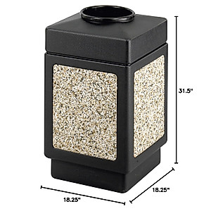 Safco Products Canmeleon Outdoor/Indoor Aggregate Panel Trash Can 9471NC, Black, Natural Stone Panels, 38 Gallon Capacity