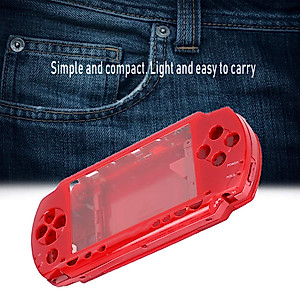 Game Console Shell, Replacement Controller Skin Game Controller Protective Case with Screwdriver, Button Kit for PSP1000 Console.(Red)