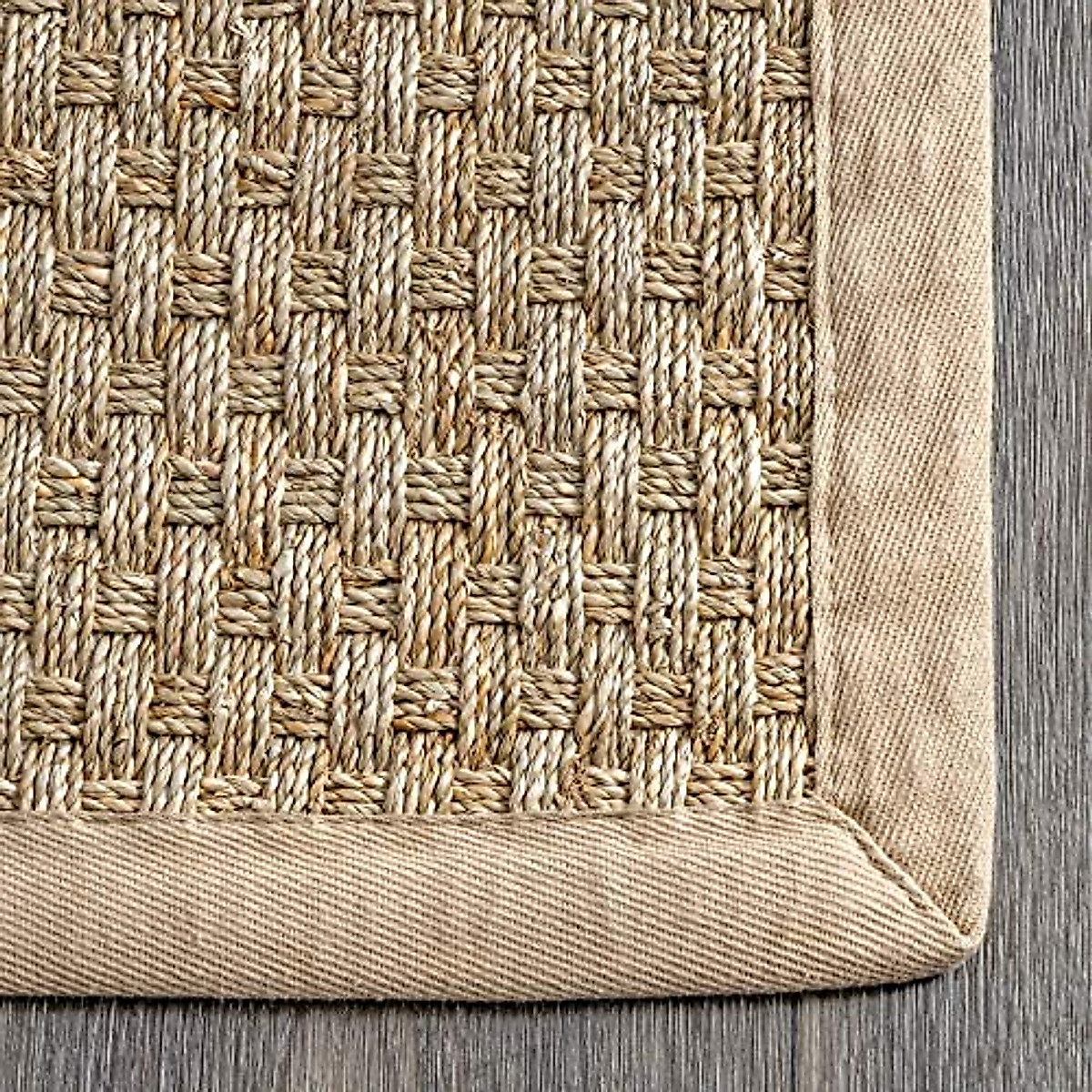 nuLOOM Hesse Checker Weave Seagrass Area Rug, 10' x 14', Natural