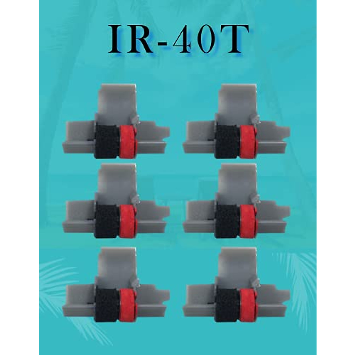 IR-40T Ink Roller, Black and Red Compatible with Canon P23-DH V Calculator, Casio HR-100TM, HR-150TM (6 Pack)