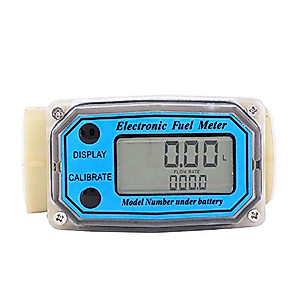 LLW-25PP Flow Meter Inline Digital Display Turbine Meters Blue Plastic Chemical Liquid Flow Mete with 1 Inch Internal Thread for Chemicals Water Fuel Transfer