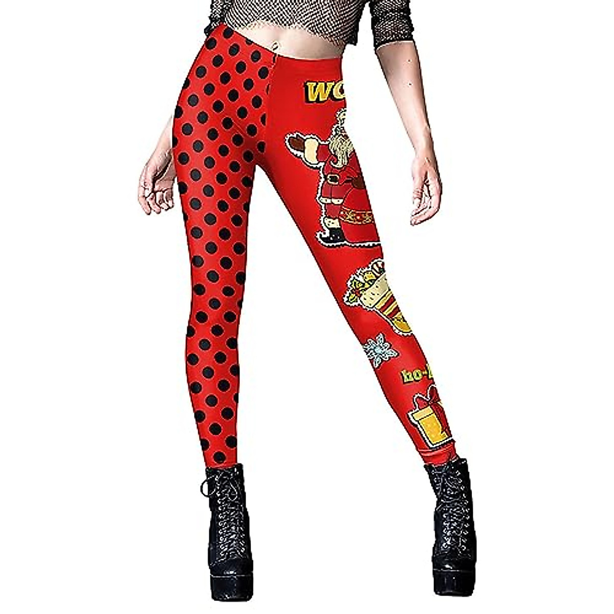 Women's Sweatpants,High Waisted Sweatpants for Women Xmas Print Elastic Waisted Workout Active Joggers Drawstring Plus Size Lounge Bottoms Elk Graphic Print Red XL