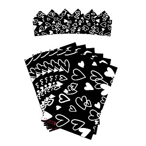 CENTRAL 23 Black Wrapping Paper - For Birthday Anniversary Valentine - 6 Sheets Gift Wrap - Heart Wrapping Paper - For Men Women Him Her - Recyclable