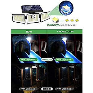 YUNNOVA Solar Outdoor Lights - Motion Sensor Outdoor Lights with 3 Heads Reflector Wireless Illumination Security Flood Lights with 270° Wide Angle,IP65 Waterproof,Wall Light for Garden Patio Garage