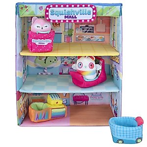 Squishville Squishmallows Mall-Two 2-Inch Mini Plush Characters,Themed Play Scene,4 Accessories (Shopping Bag/Cart,Cash Register,Arcade Machine)-Amazon Exclusive