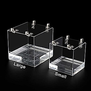 Xxmbbjy Hanging Cube Bird Bath Cage, Transparent Bird Bathtub Bath Shower with Stainless Steel Hooks for Small Bird Canary Parakeet Budgerigar Parrots Crested Myna Cockatiel Lovebird (Large)