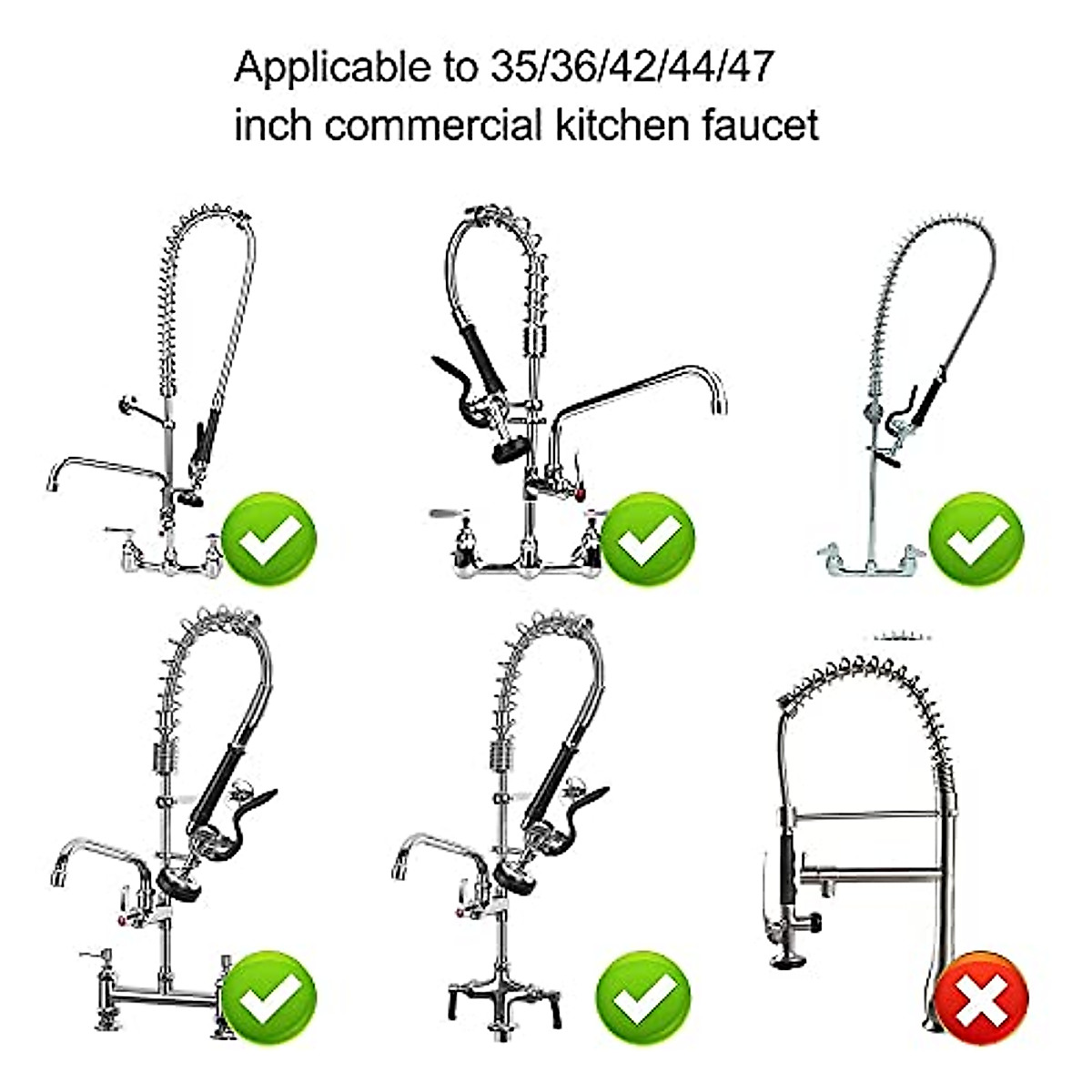 COOLWEST Pre-Rinse Spray Valve with Hose 44 Inch Stainless Commercial Hose with Sprayer Nozzle Head Replacement Kit for Commercial Kitchen Sink Faucet